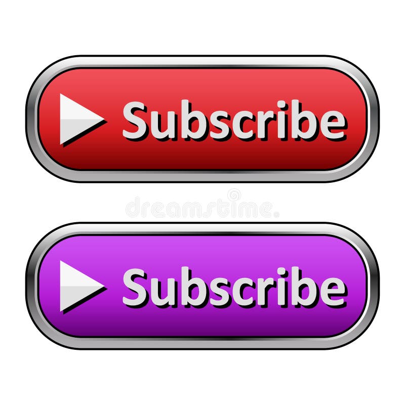Metallic Subscribe Button with an Arrow on the Left. Red and Purple ...