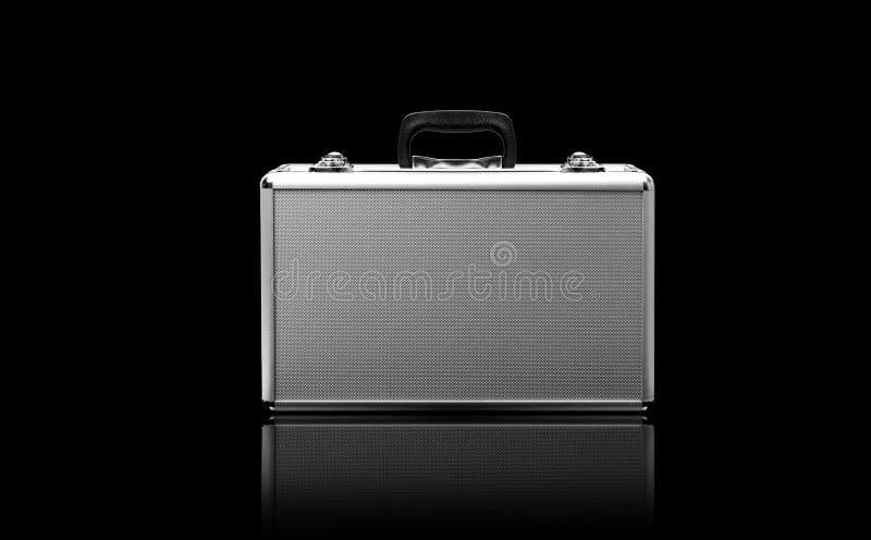 Metallic Suitcase Isolated on Black Background Stock Image - Image of ...