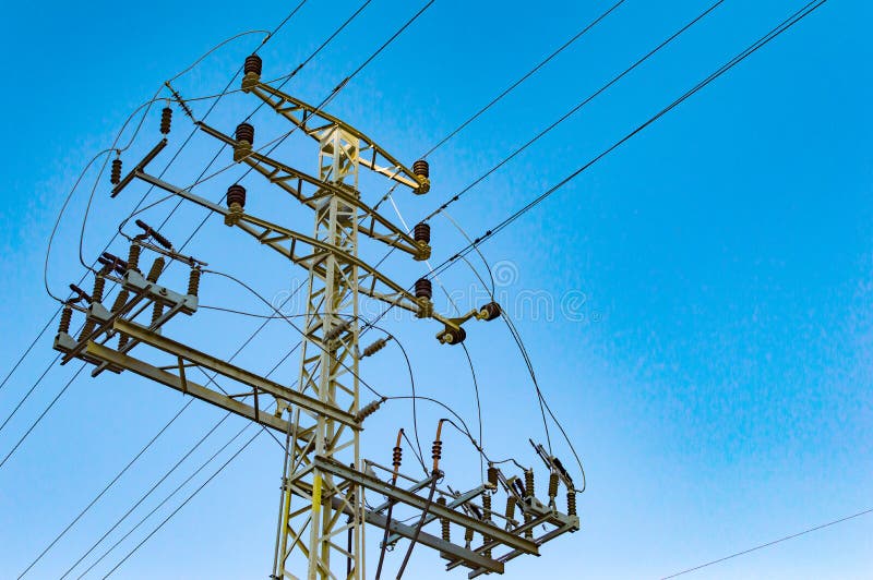 Metallic Support of Transmission Lines Stock Image - Image of high ...