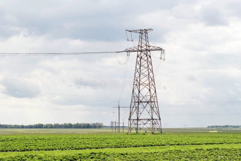 Metallic Support of Transmission Lines Stock Image - Image of high ...