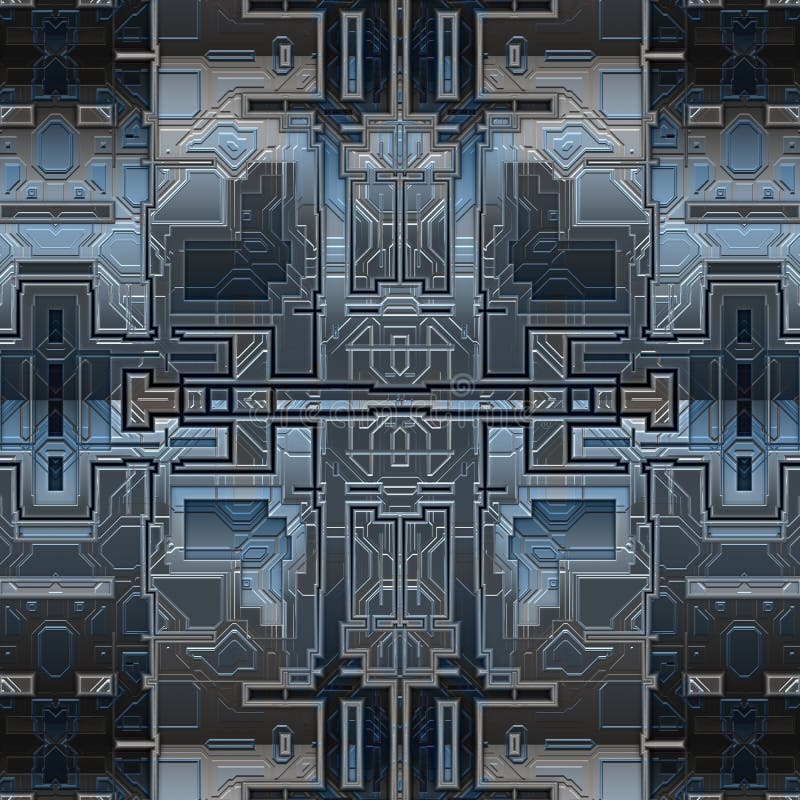 3d Metallic Technological Geometric Pattern Stock Illustration ...