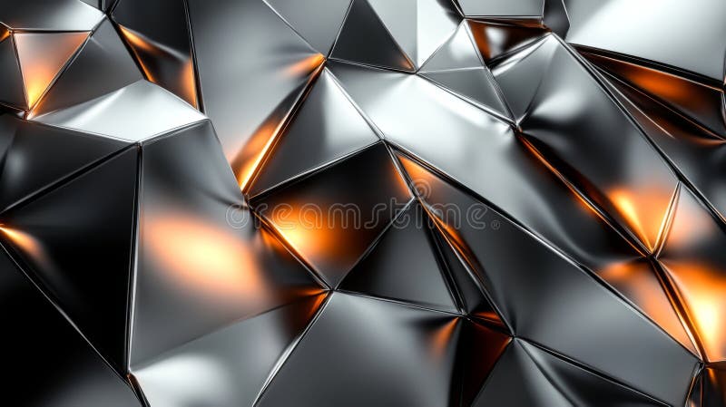 Abstract Metallic Surface With Geometric Shapes Reflecting Light Showcasing Intricate Textures