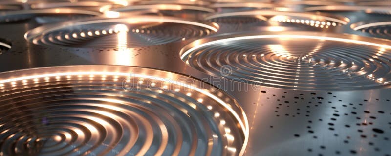 A Metallic Surface with a Series of Overlapping Circular Panels, Each ...