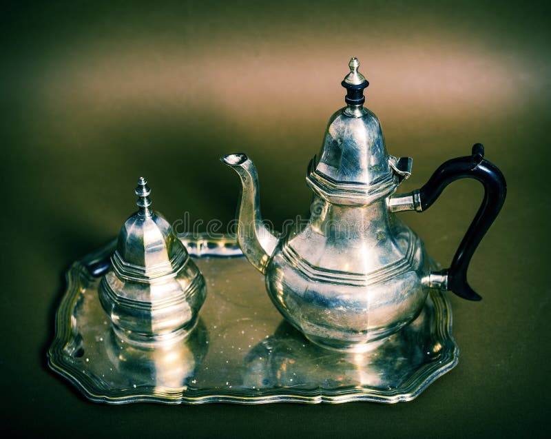 Metallic tea-service stock photo. Image of reflection - 50434770