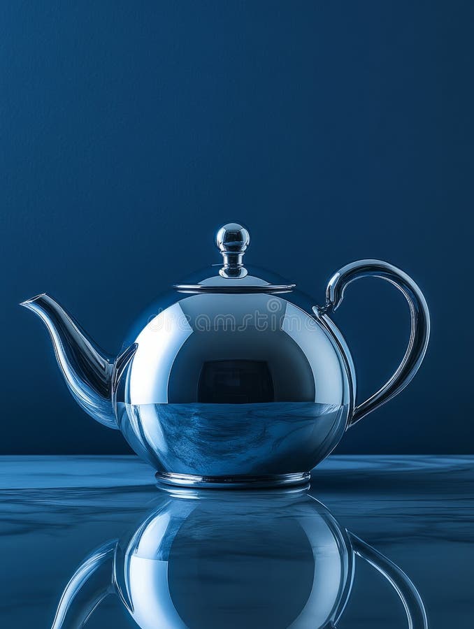 Metallic Teapot Reflective Blue Surface Stock Photos - Free & Royalty ...