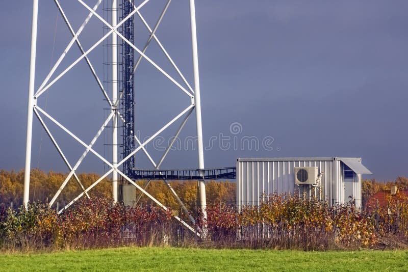 Metallic Telecommunications Tower S Control Building Stock Photo ...