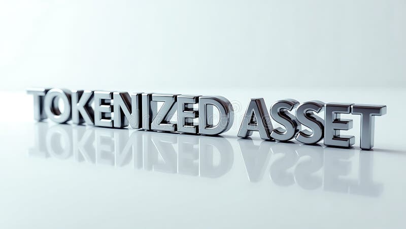 Metallic Text Displaying Tokenized Asset on Reflective Surface Stock ...