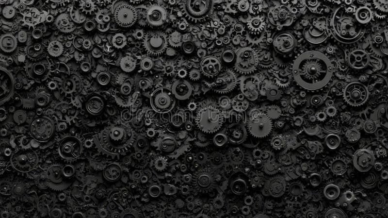 Metallic Texture Abstract Background of Interlocking Black Gears ...