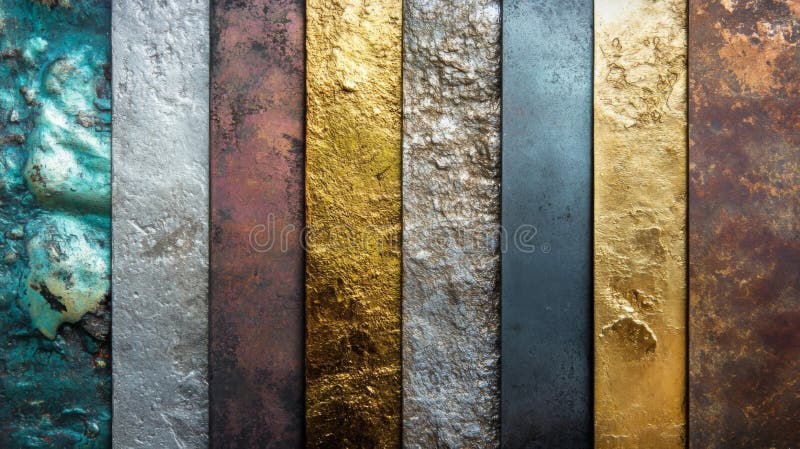 Metallic Texture Background with Various Metal Types Stock Illustration ...