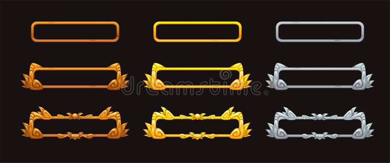Metallic Title Banners Set for Epic Game Design. Stock Vector ...