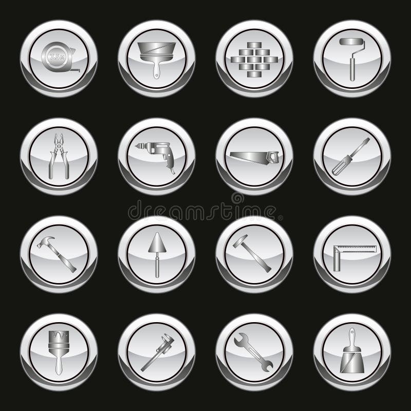 Metallic tools icons stock vector. Illustration of metallic - 44407698