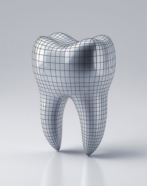 Metallic Tooth Model with Grid Pattern on Reflective Surface in a ...