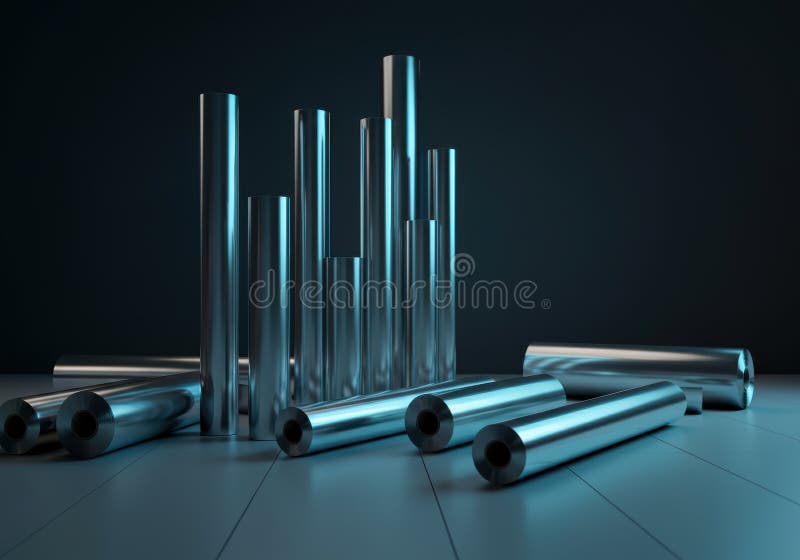 Metallic Tubes Arranged in an Artistic Composition on a Dark Background ...