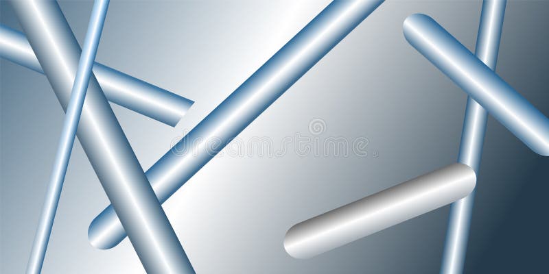 Metallic Tubes are Scattered. Metallic Sheen, Gradient. Abstract ...