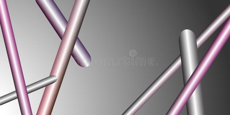Metallic Tubes are Scattered. Metallic Sheen, Gradient. Abstract ...