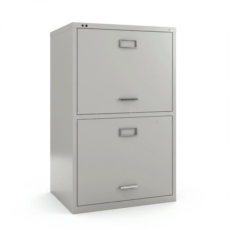 Metallic Two-drawer Filing Cabinet with a Minimalist Design, Featuring ...