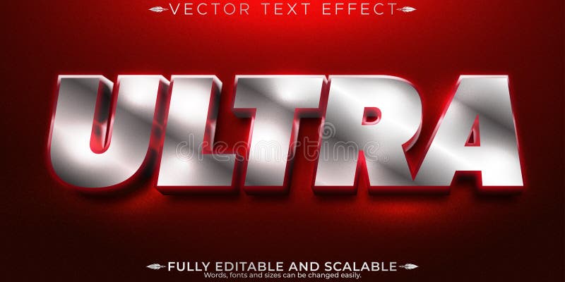 Metallic Ultra Text Effect, Editable Shiny and Gamer Text Style Stock ...