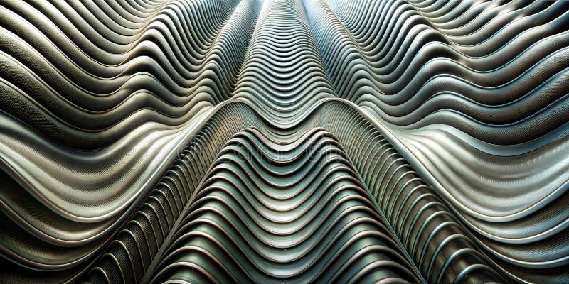Metallic Undulating Wave Patterns in Abstract Design. Stock Photo ...
