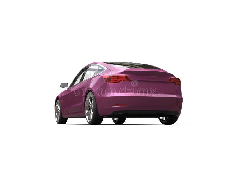 Metallic Violet Modern Electric Car - Back View Stock Illustration ...