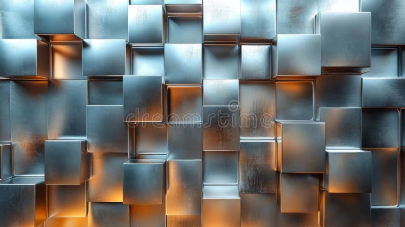 Metallic Wall Installation Featuring Interlocking Blocks with Dramatic ...