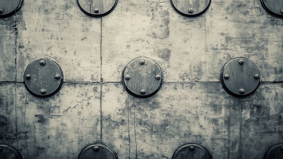Metallic Wall with Round Rivets Creating an Industrial Texture in a ...