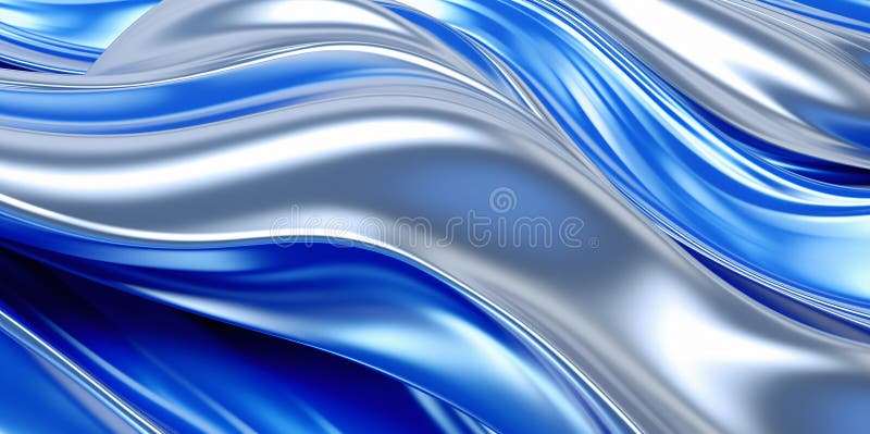 Metallic Wave Background in Shades of Blue and Silver, Creating a ...