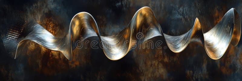 Metallic Waveform Sculpture with Abstract Light Effects in Motion ...