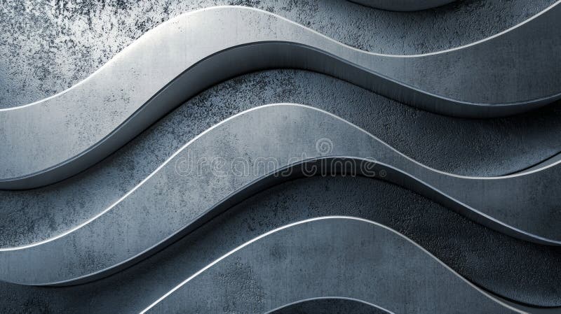 Metallic Waves Flowing on a Textured Concrete Surface Create a Modern ...