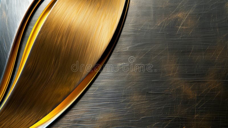 Metallic Waves Gold and Silver Against a Black Background Stock ...