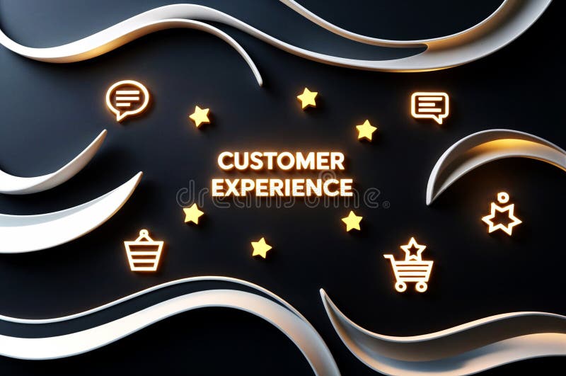 Wort Text "Customer Experience" and Various Customer Support Symbol ...