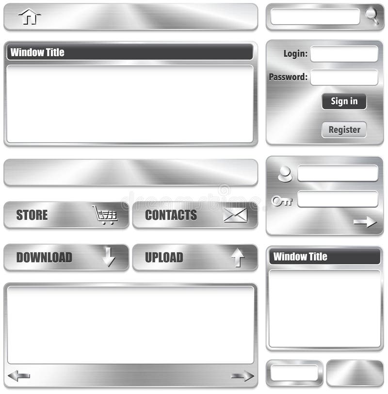 Metallic Website Design Elements Stock Vector - Illustration of basket ...