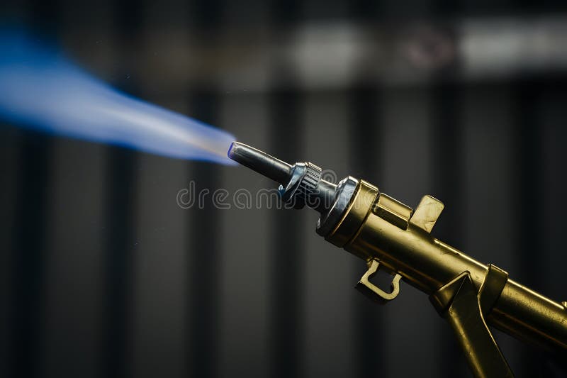 Metallic Welding Torch with Blue Flame, Golden Handle, Sharp Nozzle ...
