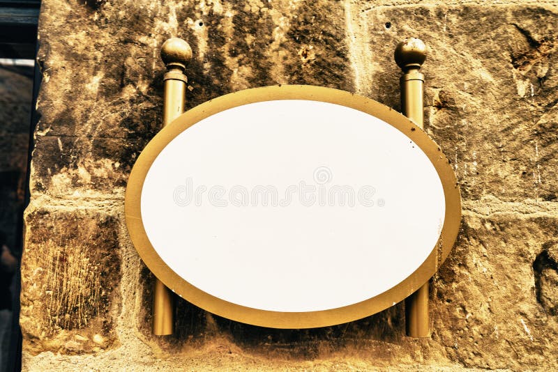 Metallic White, Blank Sign Outside on the Wall Stock Image - Image of ...