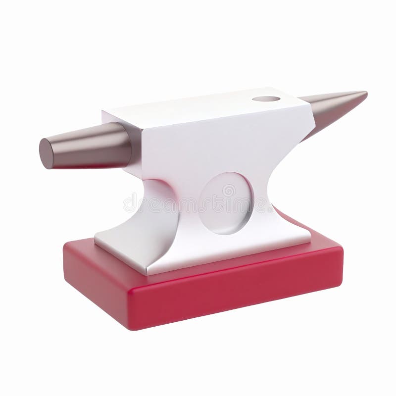 Metallic White Small Anvil with Red Base on Transparent Background for ...