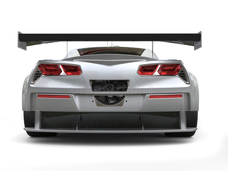 Metallic White Sports Car - Back View Stock Illustration - Illustration ...