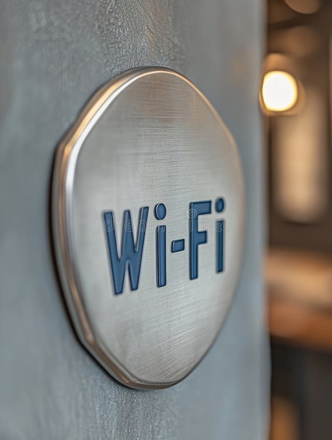 Metallic Wi-Fi Sign on a Textured Wall Stock Image - Image of signal ...