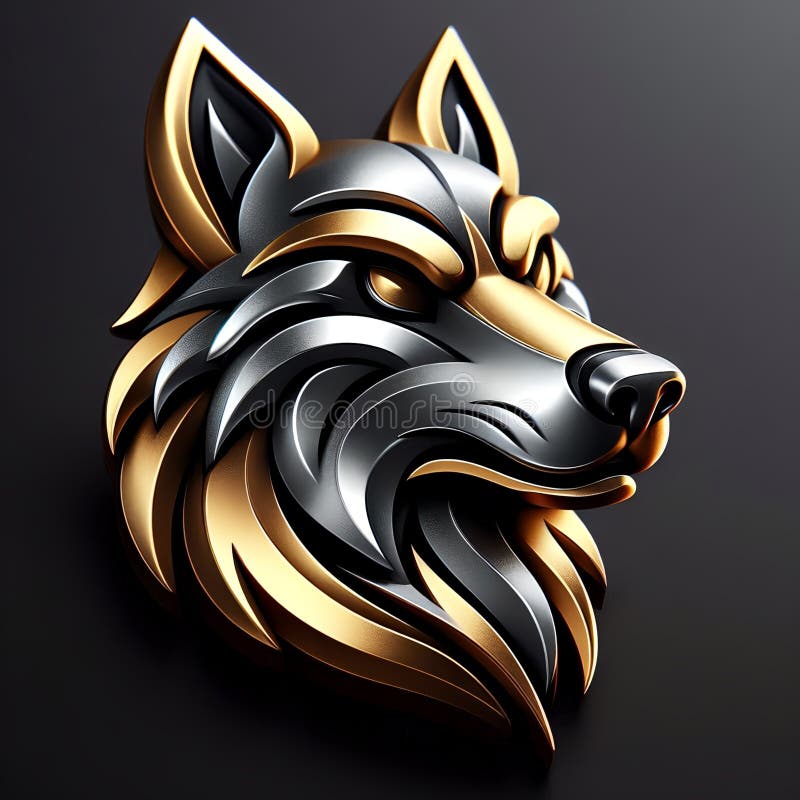 Metallic Wolf Head stock illustration. Illustration of realistic ...