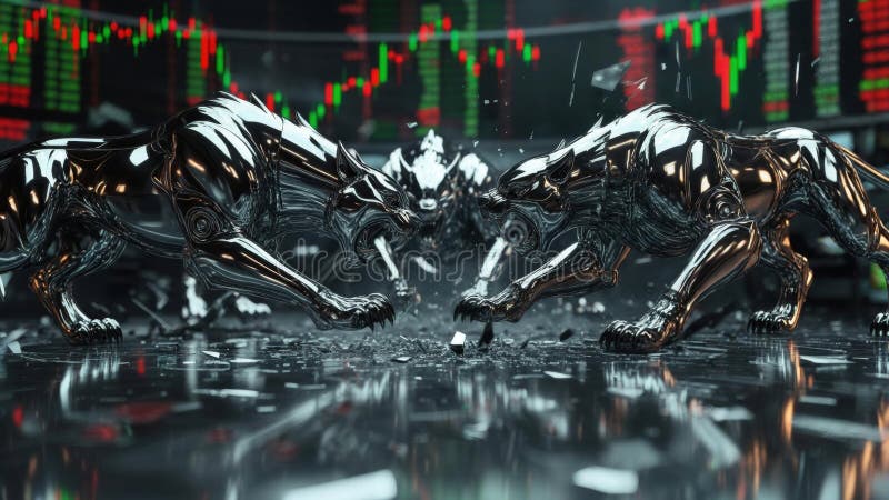Metallic Wolves of the Market Stock Photo - Image of reward, decline ...
