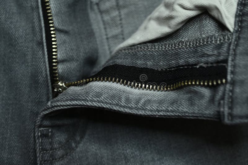 Metallic Zip on Denim Jeans Stock Photo - Image of element, fasten ...