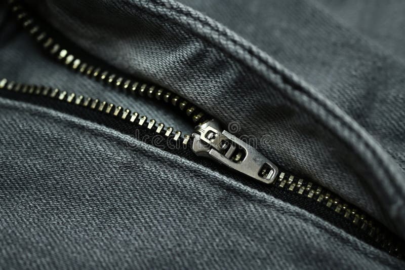 Metallic Zip on Denim Jeans Stock Image - Image of closeup, sewing ...