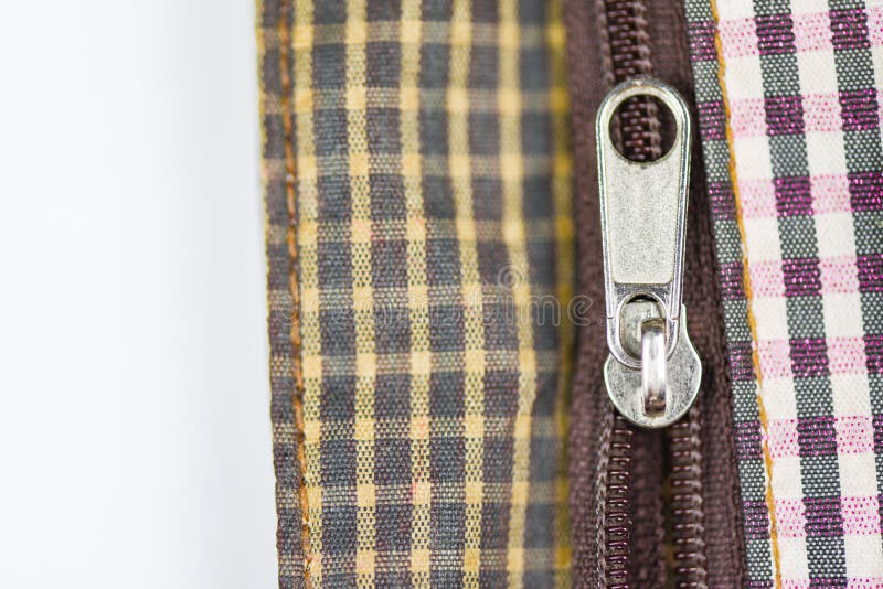 Metallic Zipper for Clothes - Close Up Open Zip on Handbag Stock Image ...