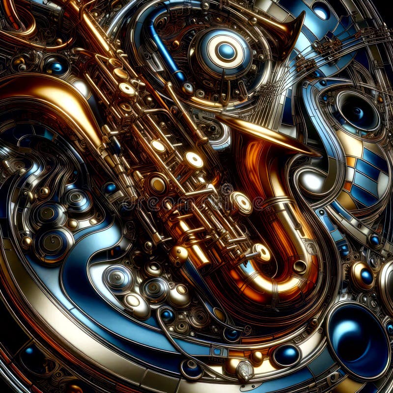 Metallis Abstract Musical Instruments Stock Illustration - Illustration ...