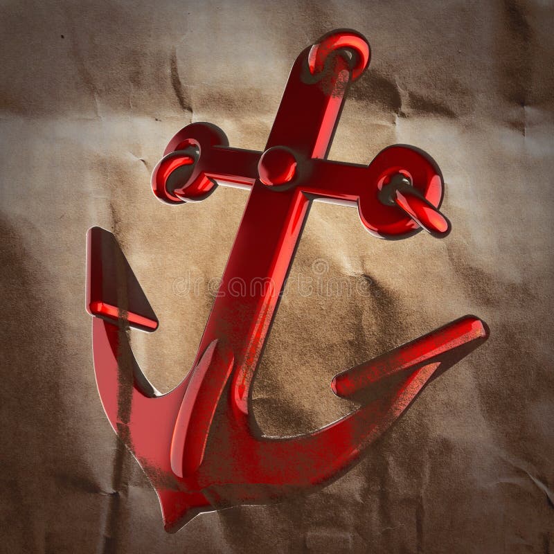 Metallischer Anker Auf Grauem Hintergrund Stock Abbildung ...