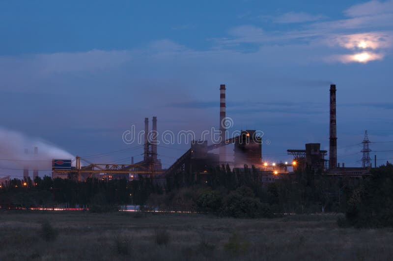 Metallurgical Factory with Smoke Stack Stock Photo - Image of chimney ...