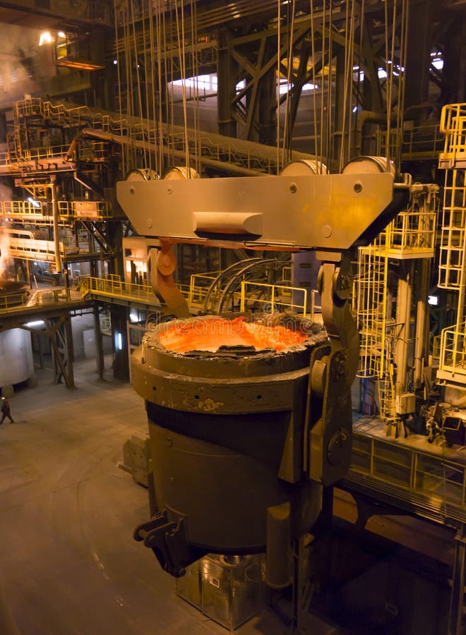 Metallurgical Ladle with Steel Stock Image - Image of metallurgical ...