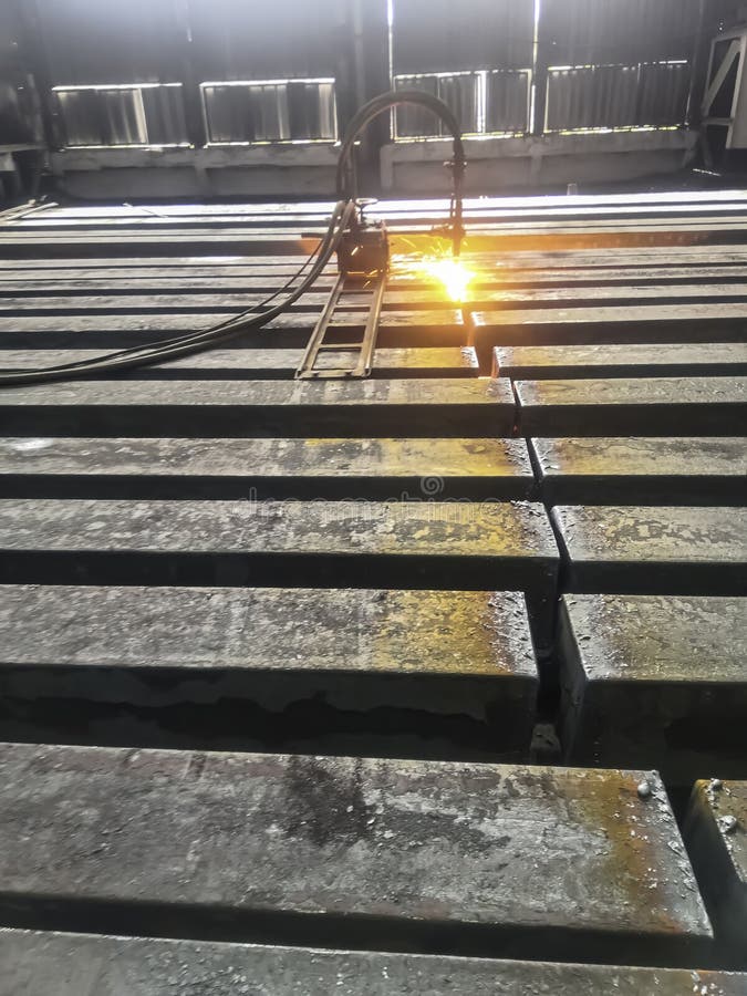 Metallurgical Plant - Metal Processing. Cutting a Square before ...