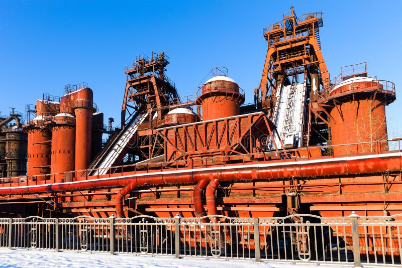 Metallurgical Plant on Sky Background Stock Photo - Image of ...