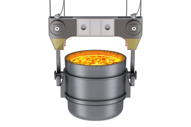 Metallurgical Steel Ladle Full of Steel, 3D Rendering Stock ...