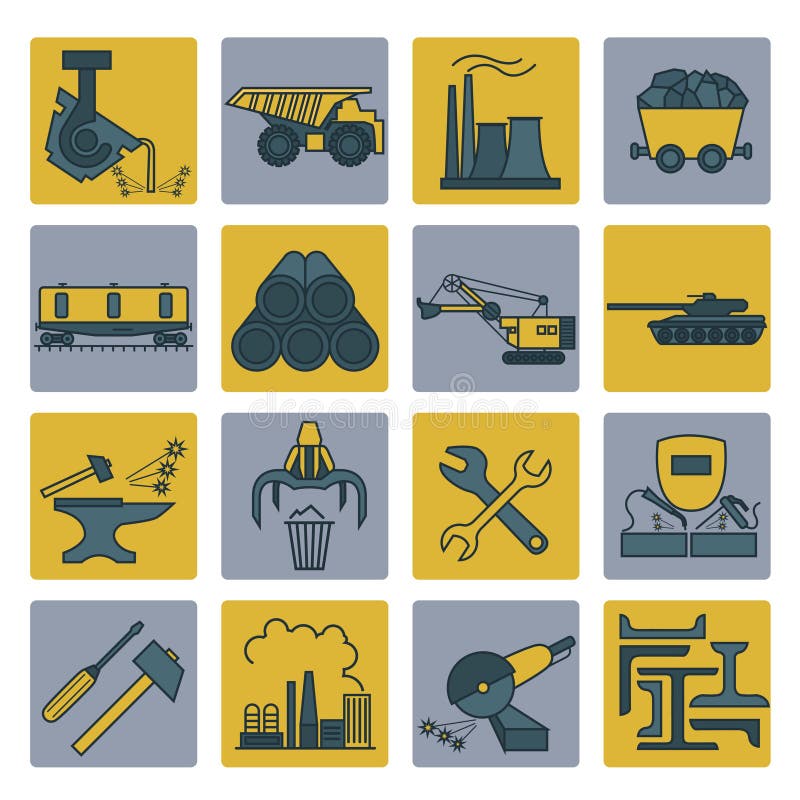 Metallurgy Icon Set. Colour Version Design Stock Vector - Illustration ...