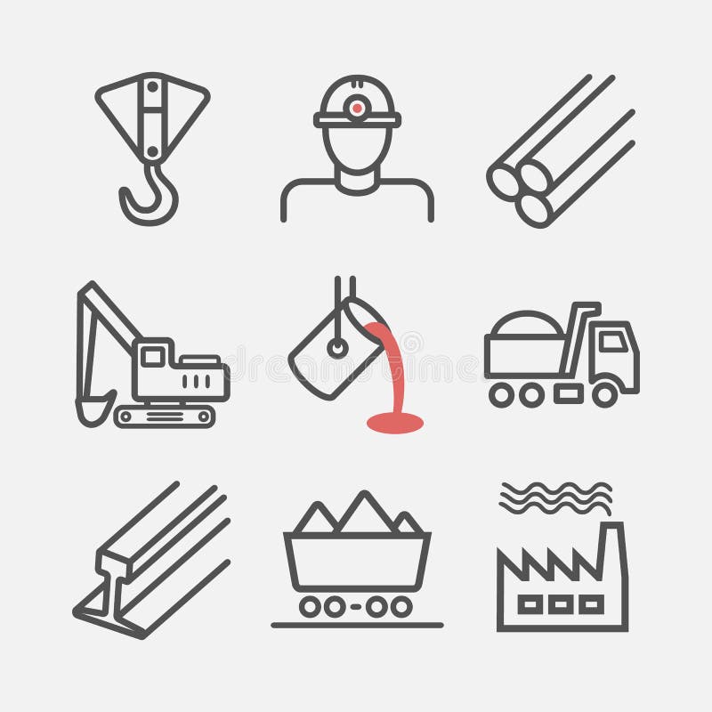 Metallurgy Vector Icons Set Stock Vector - Illustration of base ...